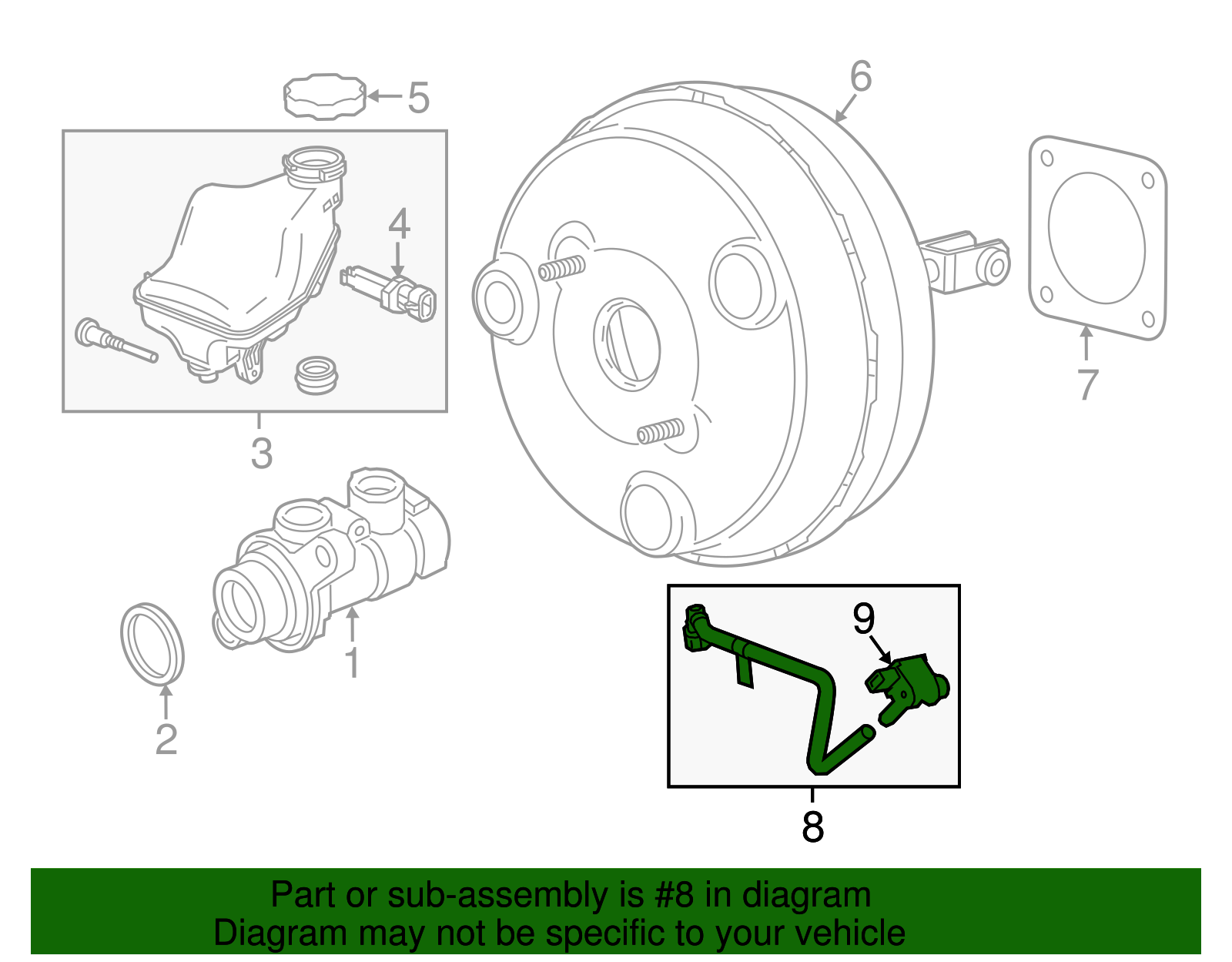 2015-2022 GM Power Brake Booster Vacuum Hose Assembly 22926371 ...