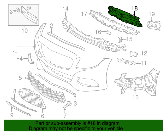205-885-06-37 - Bumper Impact Absorber 2015-2018 Mercedes-Benz ...