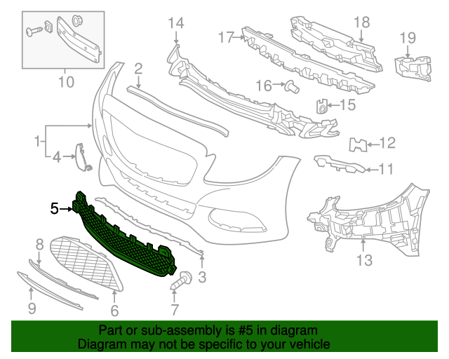 2015-2018 Mercedes-Benz Lower Grille 205-885-04-23 | MB OEM Parts