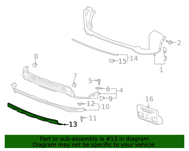2020-2022 Chevrolet Chrome Front Center Lower Bumper Cover 84603322 ...