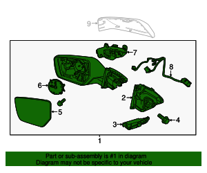 2014-2017 Chevrolet Impala Housing Asm-O/S Rr View Mir 22936940 | GM ...
