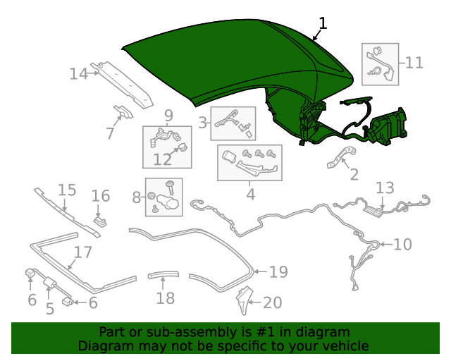 205-770-14-00-1198 - Top Assembly 2017-2018 Mercedes-Benz | Mercedes ...