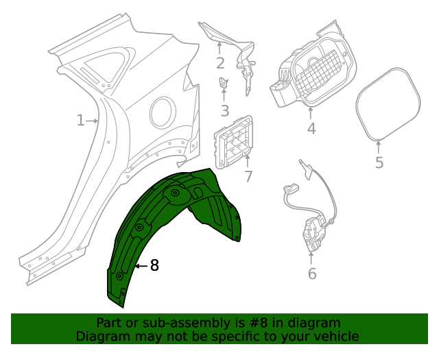 Hyundai - 86822-N9000 - Wheelhouse Liner - 2022-2024 Hyundai Tucson ...