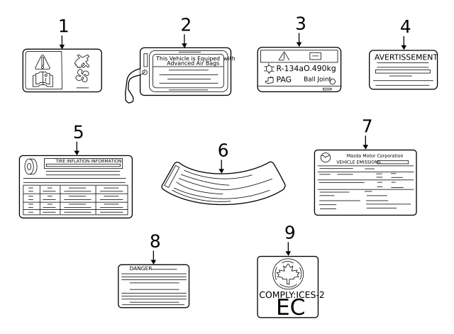 2019-2021 Mazda AC Label KF49-61-439 | Mazda-Parts