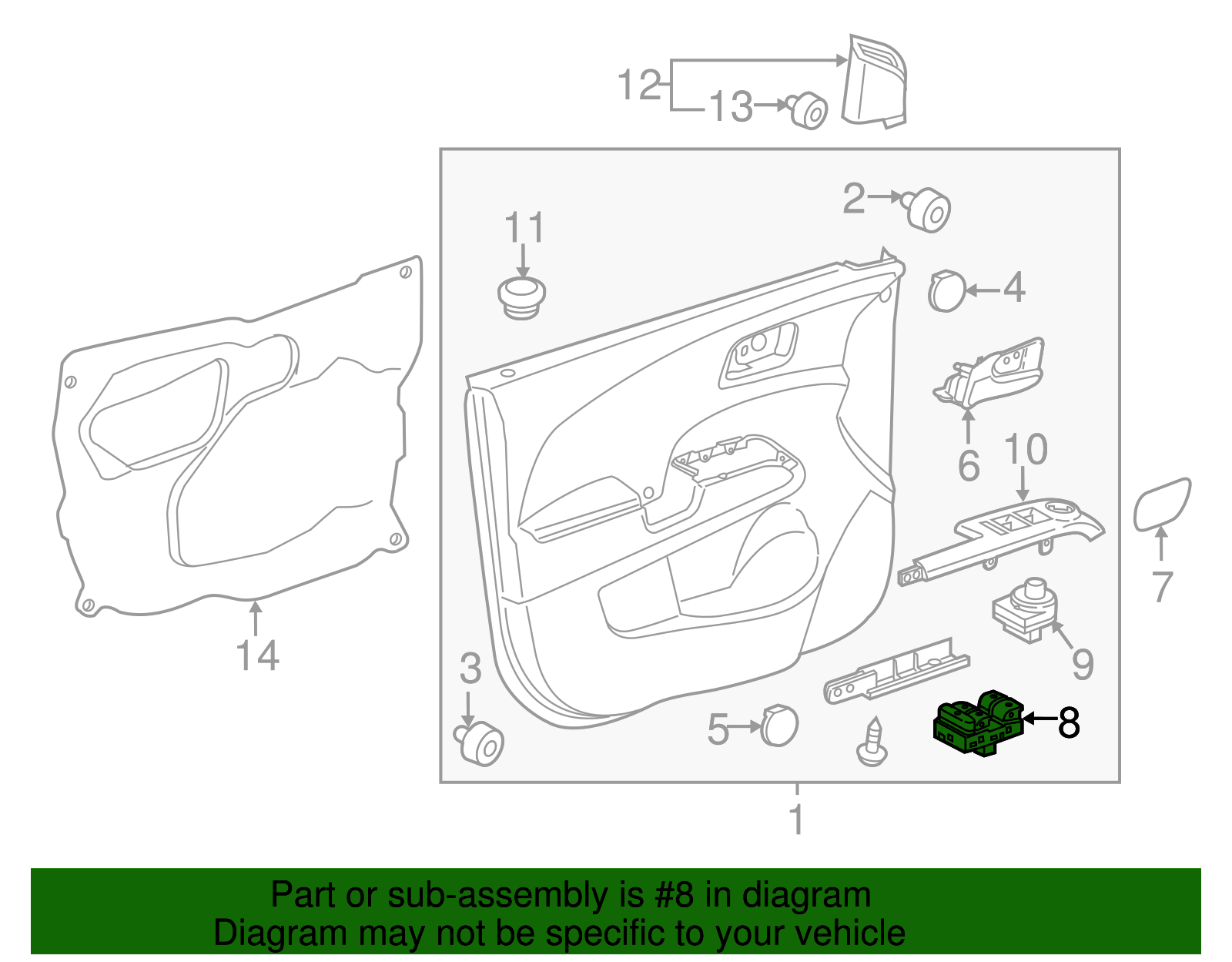 2012-2019 Chevrolet Jet Black Front Driver Side Door Window Switch ...