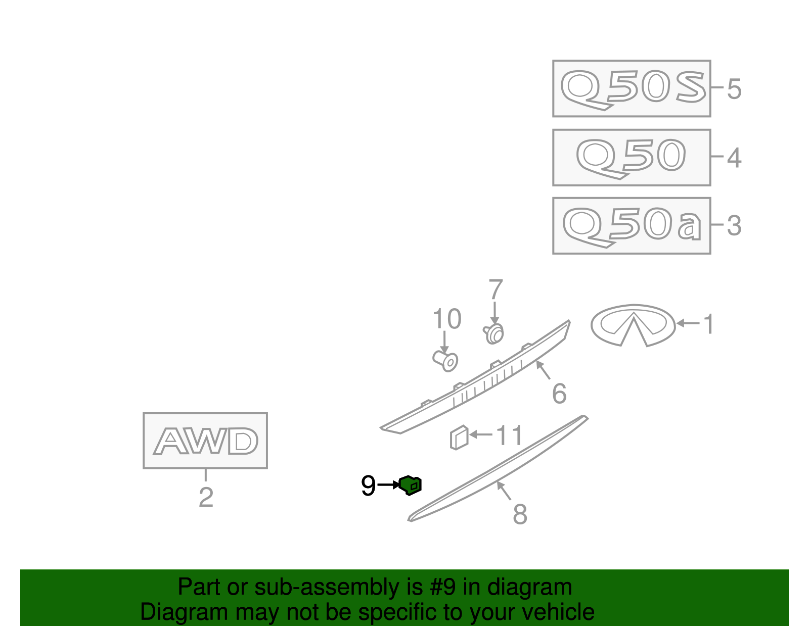 2014-2020 Infiniti Wheel Opening Molding Grommet 80874-56A00 | Infiniti ...