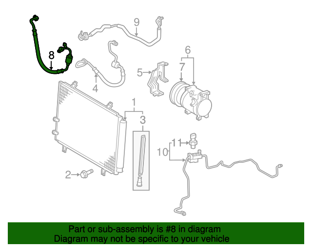 2010-2011 Toyota Camry Suction Hose 88704-06410 | Toyota Parts Center