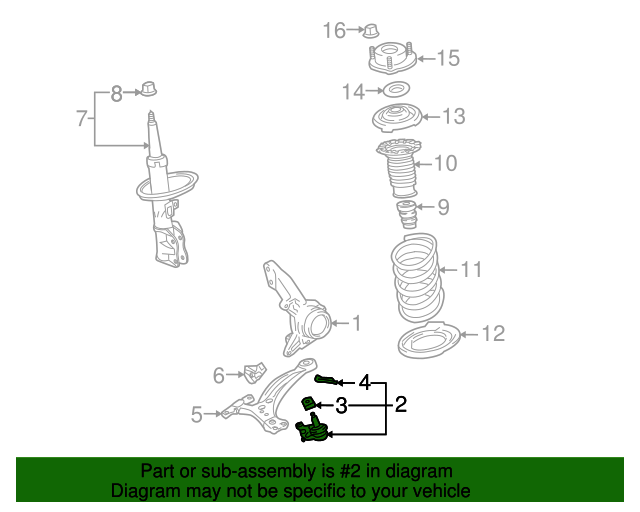 2008-2013 Toyota Highlander Suspension Ball Joint (Right, Front, Lower ...