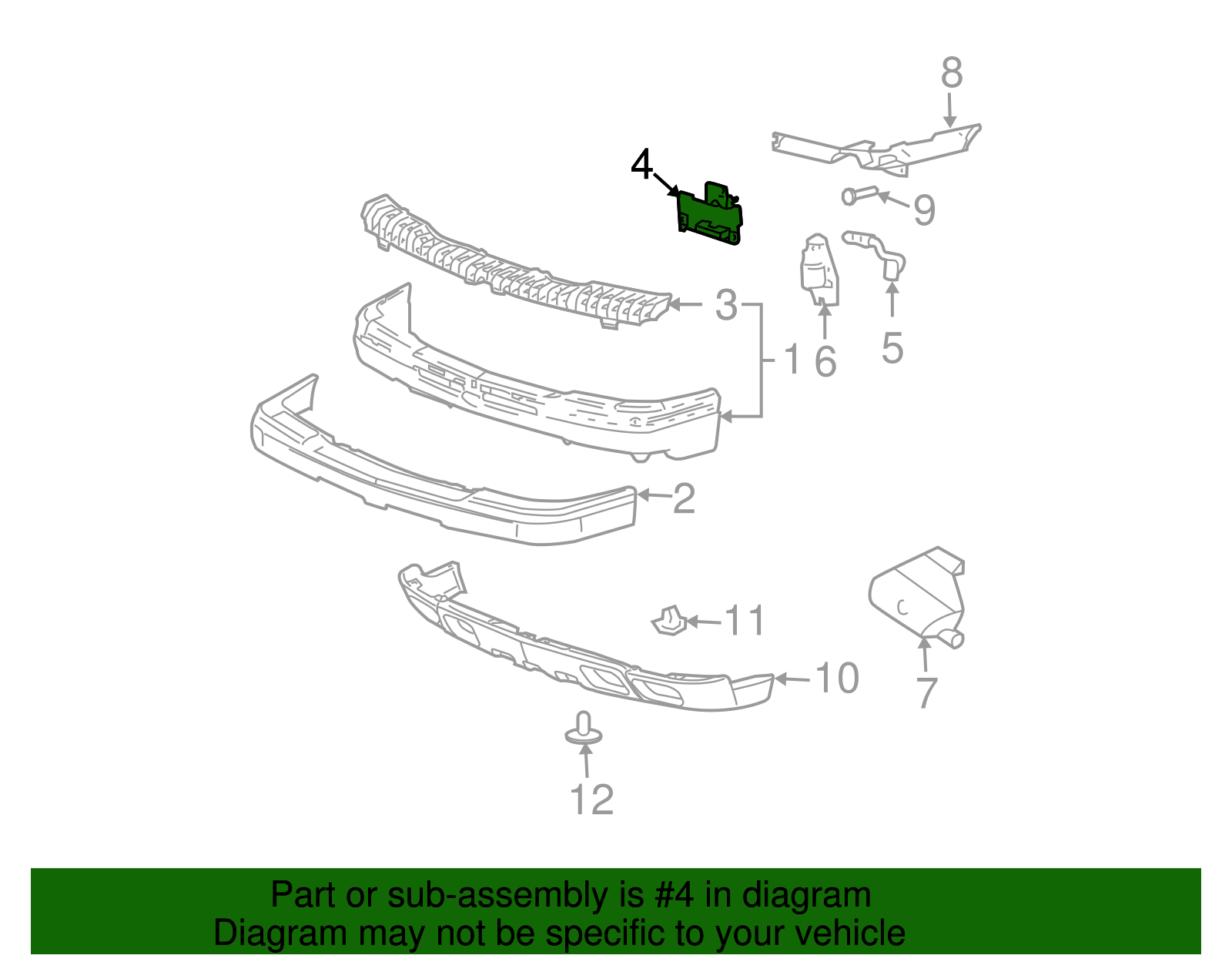 2003-2007 Chevrolet Bumper Support 15059654 | Chevy OEM Parts