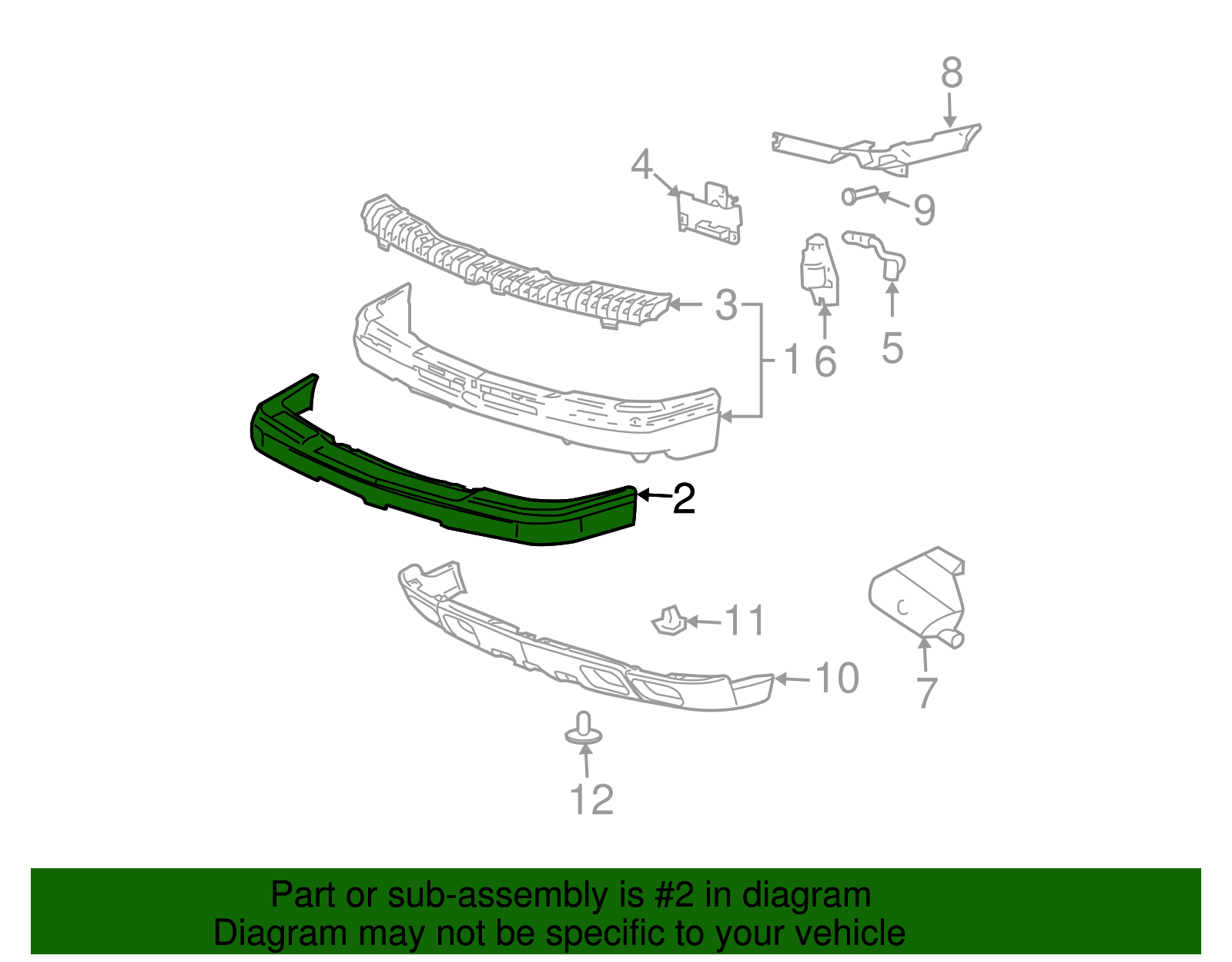 2006-2007 Chevrolet Front Bumper Fascia Molding Cap 89025820 | Awesome ...
