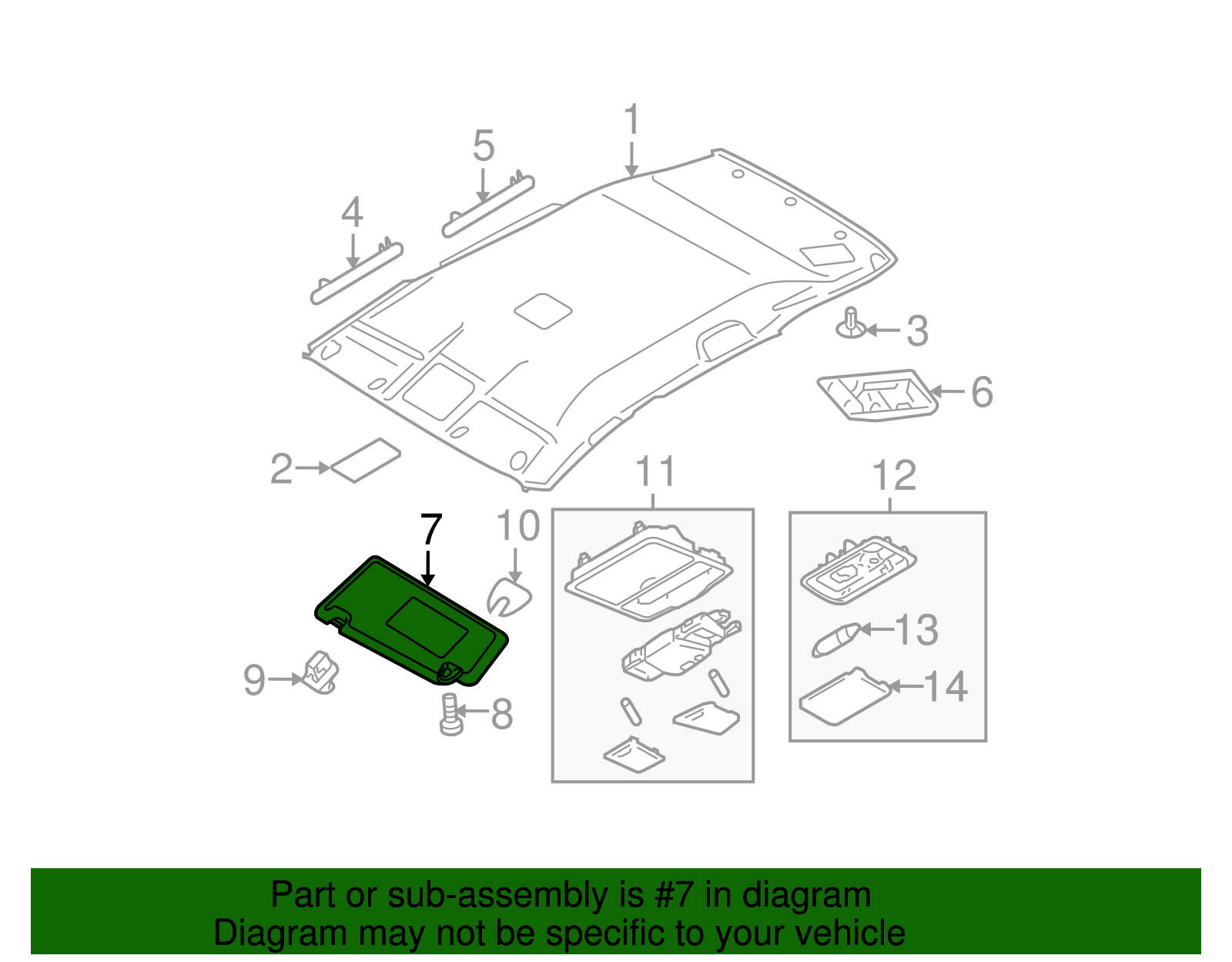 2014-2015 Nissan Rogue Select Sun-Visor 96401-JM01A | OEM Parts Online