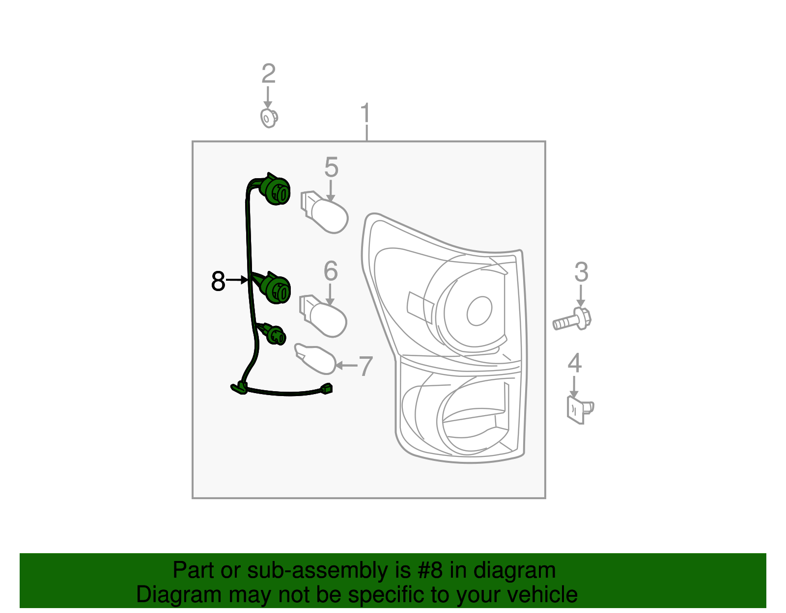 2007-2013 Toyota Tundra Tail Light Harness (Right, Rear) 81555-0C070 ...