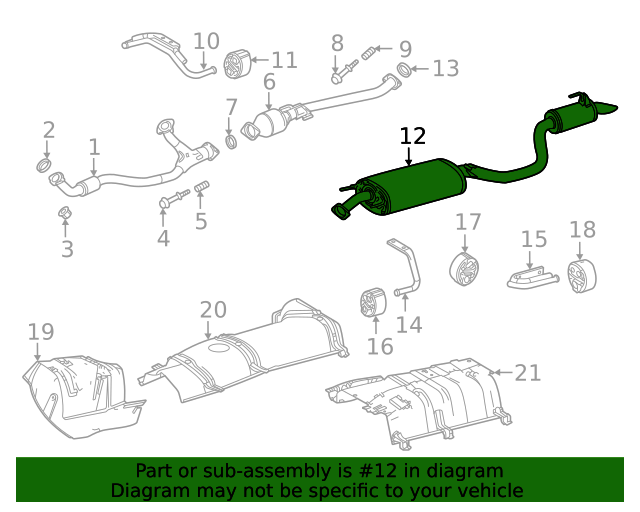 17430-0P601 - Muffler & Pipe Assembly - 2020-2022 Toyota Highlander ...