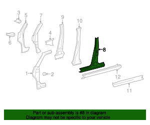 61312-12500 - Pillar Center Body Outer - 2008-2015 Scion xB | OEM ...