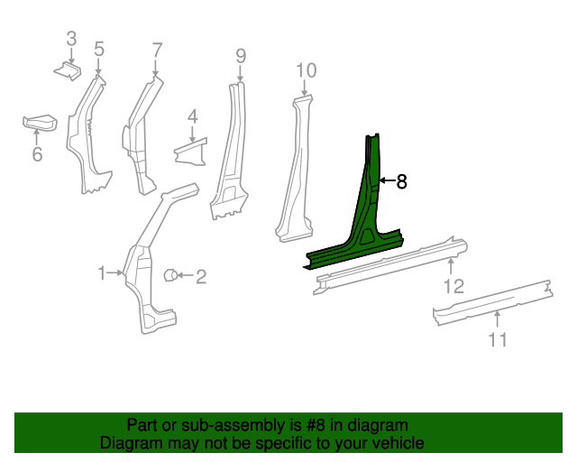 61312-12500 - Pillar Center Body Outer - 2008-2015 Scion xB | OEM ...