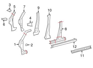2008-2015 Scion xB Pillar Center Body Outer 61311-12460 | Toyota Parts ...