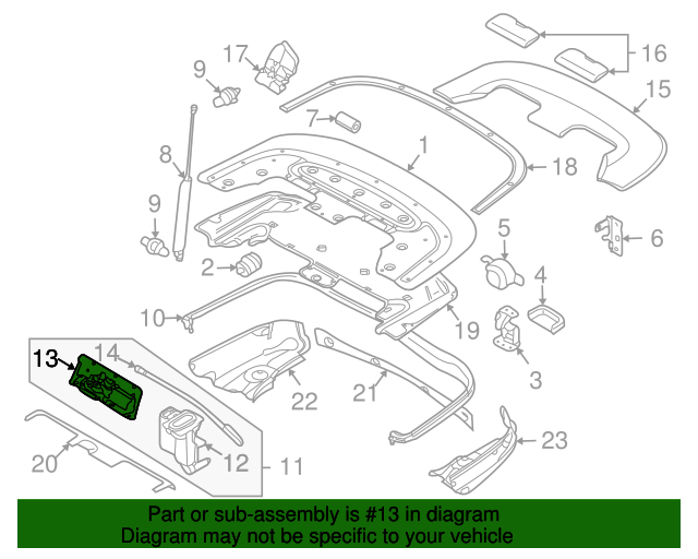 8H0-825-401-A - Convertible Top Latch 2003-2009 Audi | Audi OEM Parts