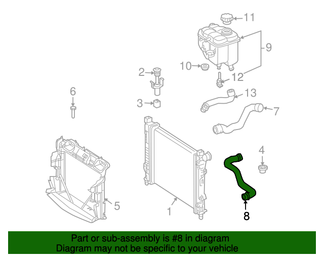 209-501-18-82 - Radiator Coolant Hose 2007-2009 Mercedes-Benz CLK 550 ...