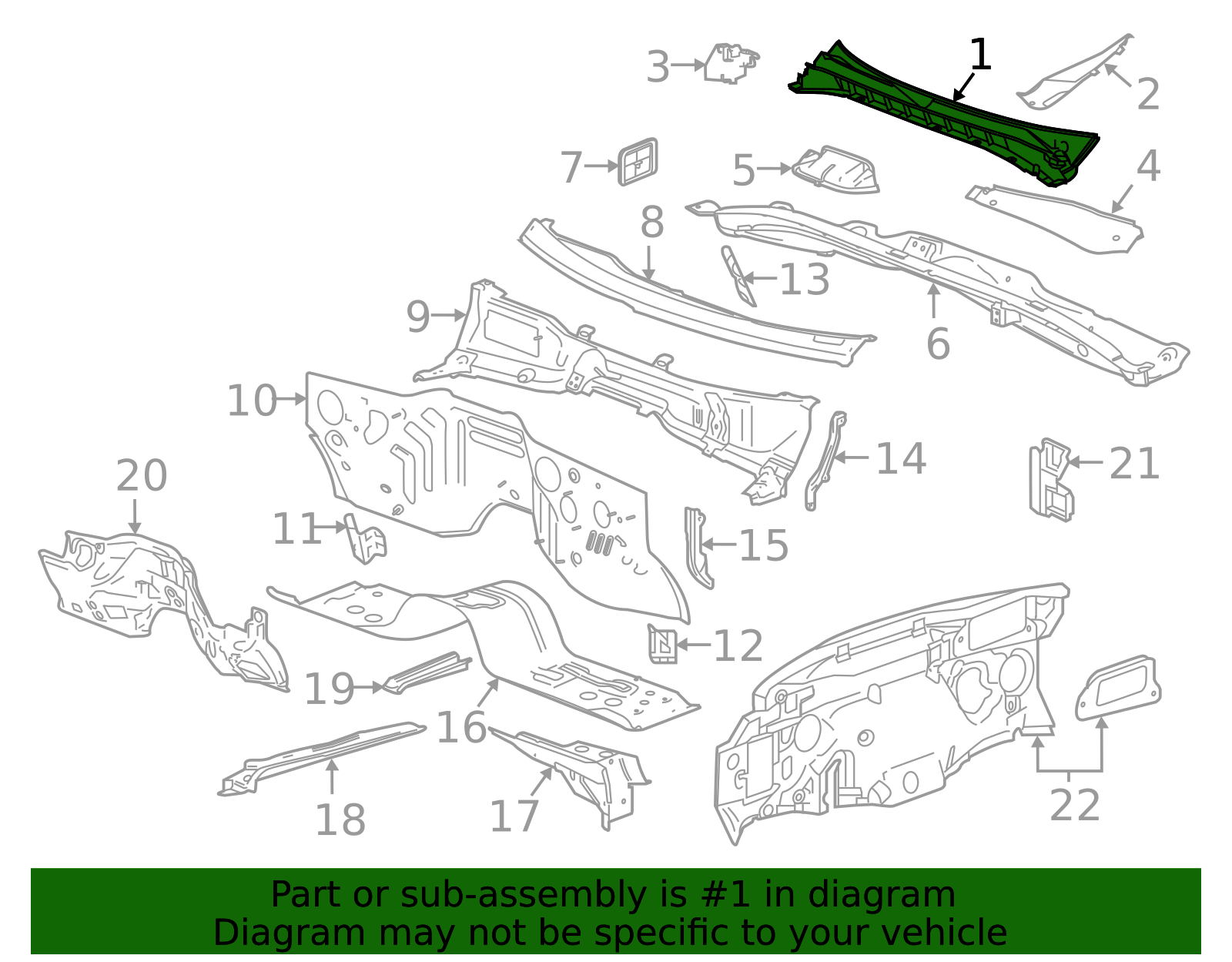 2020-2025 GMC Cowl Grille 85580710 GM | GMPartsDirect.com