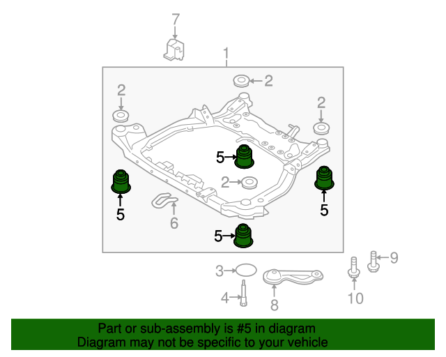2007-2013 Hyundai Engine Cradle Lower Bushing 62485-3S000 | QuirkParts