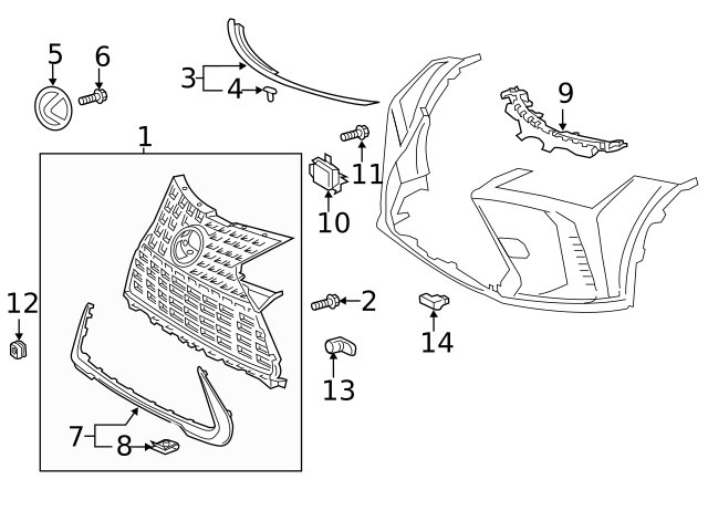 53122-76080 - Grille Molding 2019-2024 Lexus | AutoNationParts.com