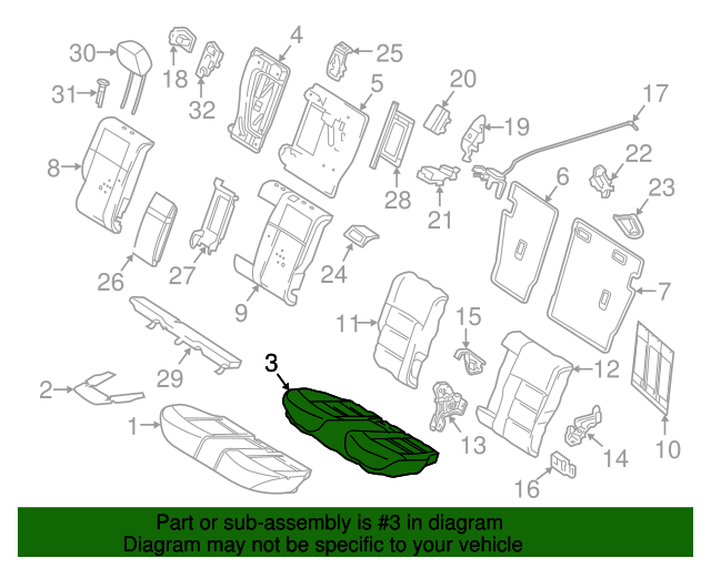 212-920-56-37-7H23 - Seat Cushion Cover 2011-2016 Mercedes-Benz ...