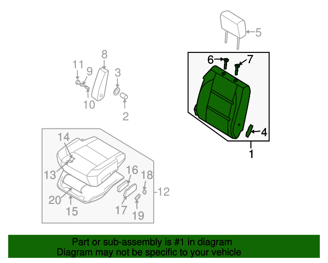 2015 Nissan Titan Seat Back Assembly 87650-9FR8D | TascaParts.com