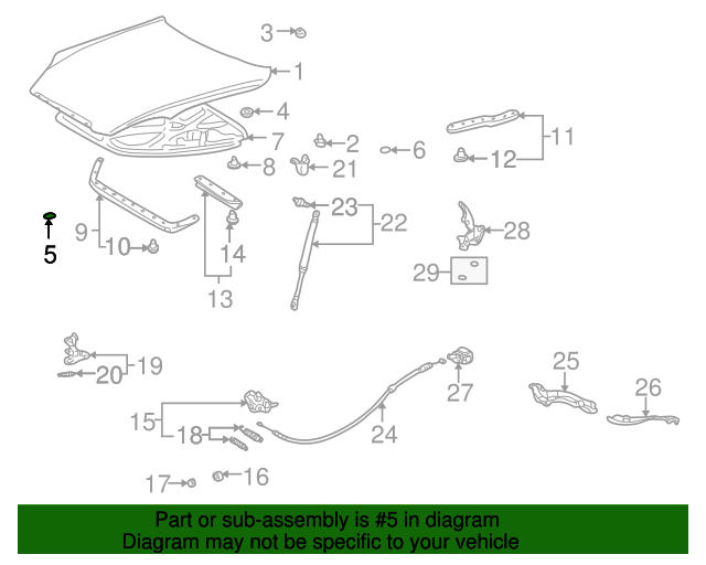 90333-35002 - Hood Plug - 2002-2010 Lexus SC430 | MyLexusParts