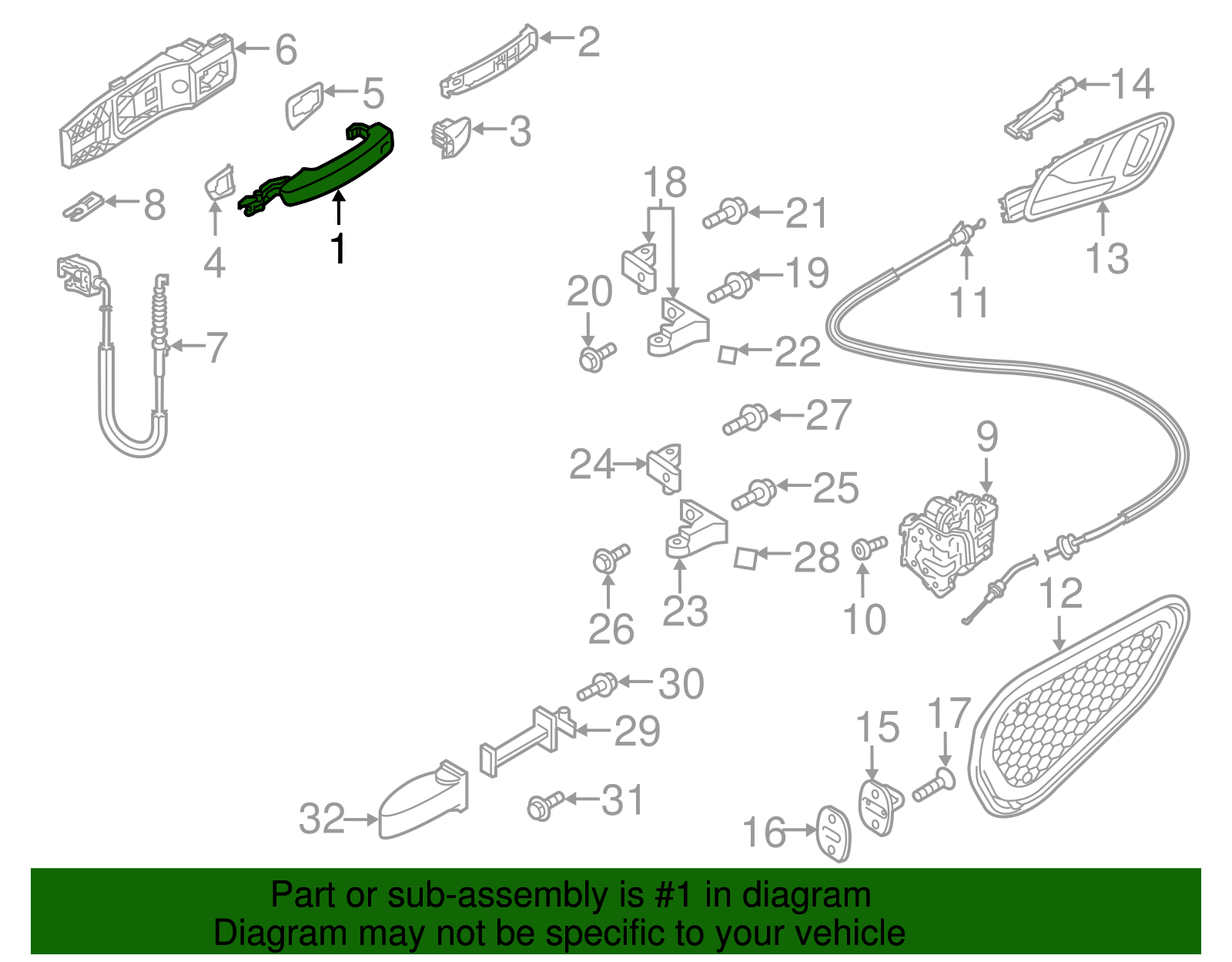 2015-2023 Audi Handle, Outside 8V0-837-205-A-GRU | Audi USA Parts