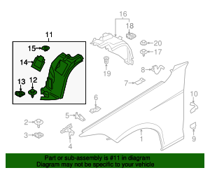 51712990820 - 2013-2015 BMW X1 Ft Fender Liner (51-71-2-990-820) | BMW ...