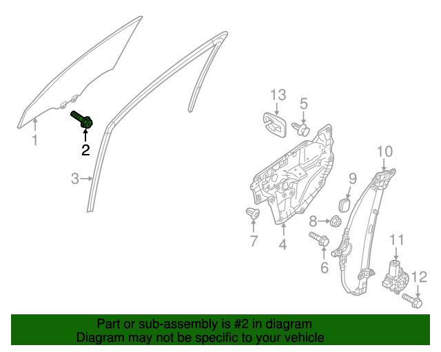 2013-2017 Mazda Movable Glass Bolt 9YA0-2A-610 | RealMazdaParts.com