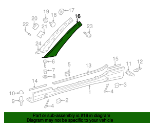 230-698-03-89 - Pillar Molding 2003-2012 Mercedes-Benz | Mercedes-Benz ...