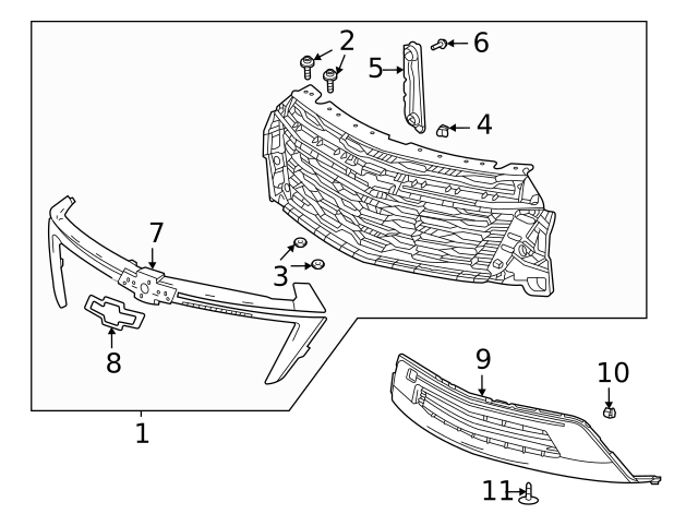 2022-2023 Chevrolet Traverse Front Lower Grille 84426616 | NewGMParts.com