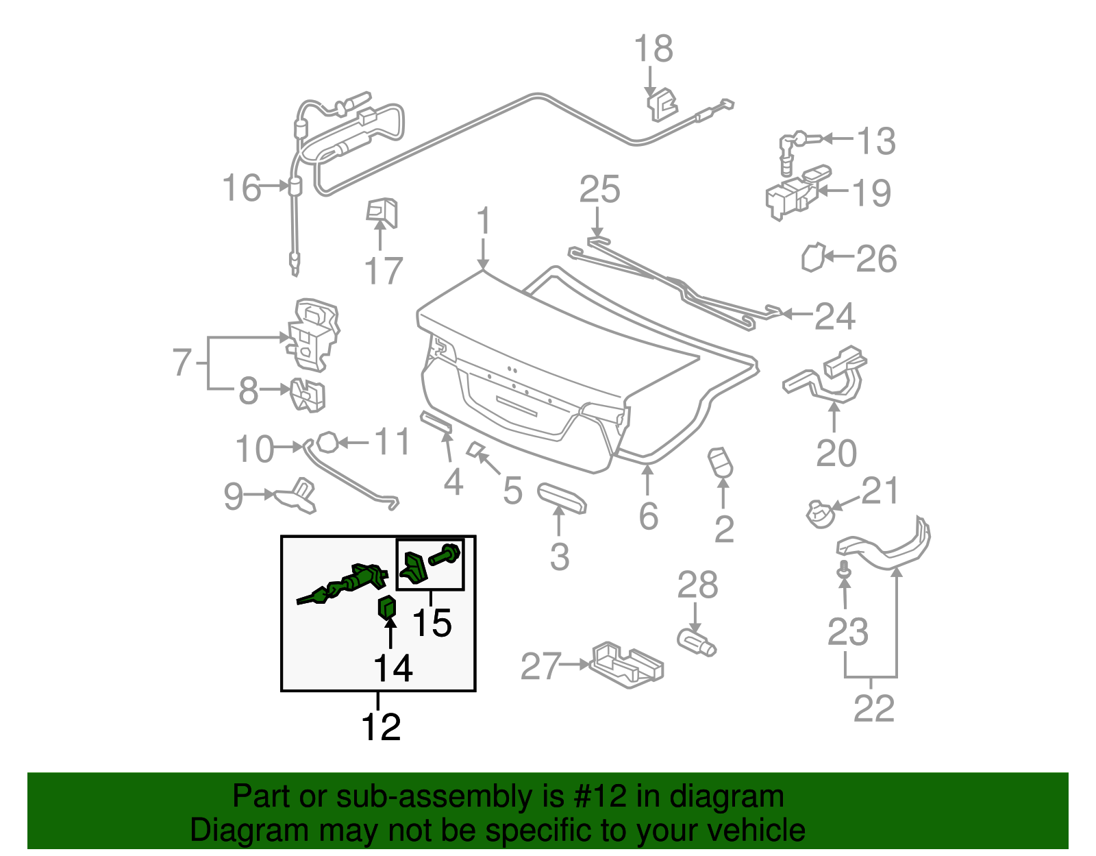 2006-2008 Honda Civic Trunk Lock Cylinder And Key 74861-SNA-A01 ...
