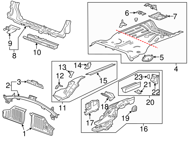 23315219 - Driver Side Rear Compartment Panel Rear Suspension Cross Bar ...
