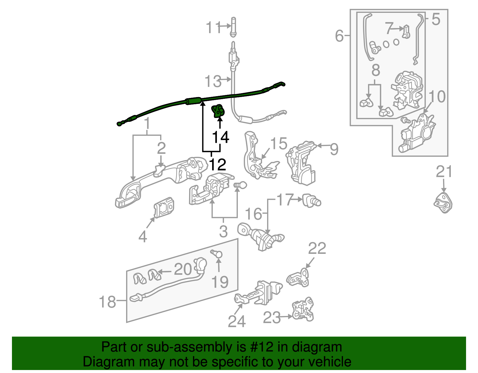 72171-SDC-A02 - 2003-2007 Honda Accord - Cable L Front Inside Handle ...