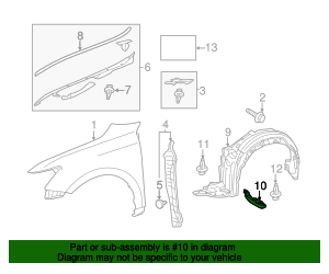 2011-2017 Lexus CT200h Fender Liner Pad 53852-76020 | OEM Parts Online