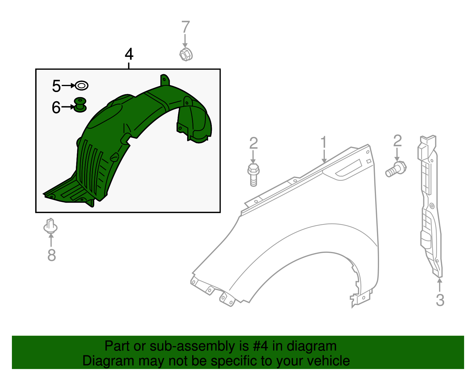 2015-2016 Kia Soul EV Fender Liner 86812-E4000 | Retail Performance Auto Parts