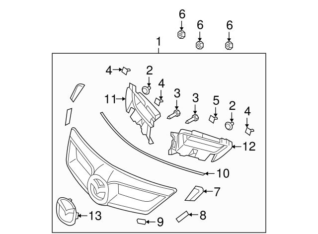 2007-2009 Mazda 3 Grille Assembly BR5V-50-710B-85 | Mazda Parts Advantage