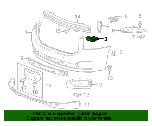 2015-2020 GM Passenger Side Front Bumper Lower Fascia Bracket 23101446 ...