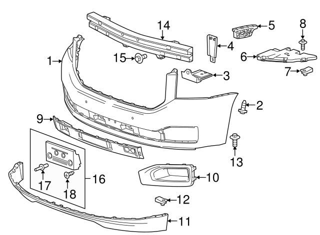 2015-2020 GM Passenger Side Front Bumper Lower Fascia Bracket 23101446 ...