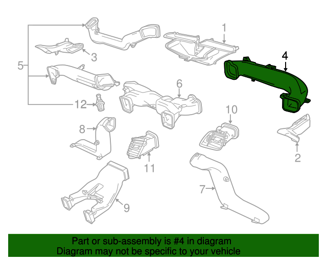 92420784 - Instrument Panel Outer Air Outlet Duct 2014-2017 Chevrolet ...