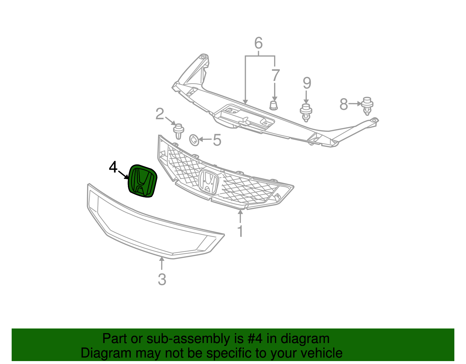 75700-TA0-A00 - 2008-2018 Honda - Emblem Front (H) | Honda Parts Guys