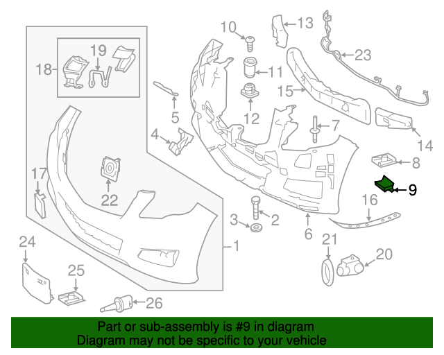 001-991-80-70 - Bumper Cover Support Rail Clip 2011-2012 Mercedes-Benz ...
