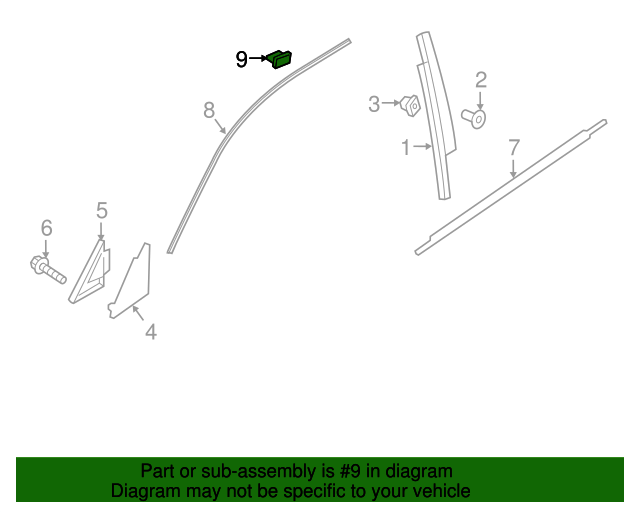 8W0-837-732-A - Window Molding Clip 2017-2024 Audi | Audi OEM Parts