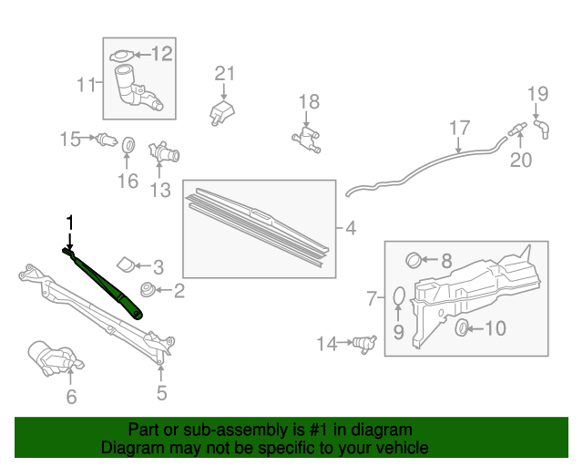 85221-60280 - Windshield Wiper Arm 2008-2021 Lexus LX570 ...