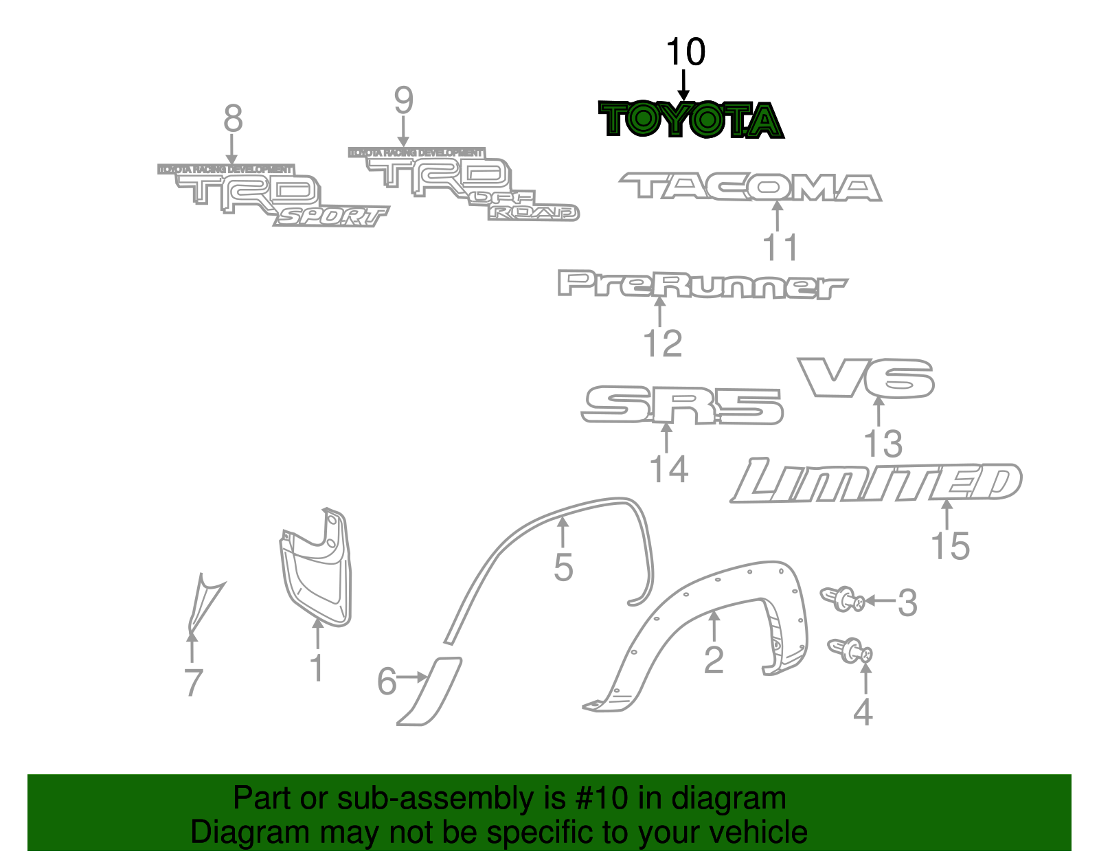 75471-04030 - Tailgate Emblem (Rear) 2005-2015 Toyota Tacoma | Longo ...
