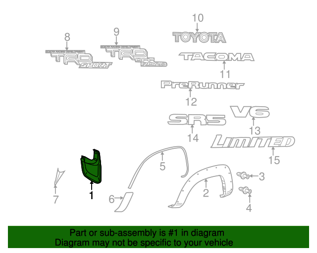 2005-2015 Toyota Tacoma Mud Flap (Right, Rear) 76625-04171 | OEM Parts ...