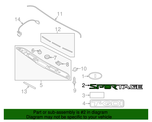 86310-3W000 - Nameplate 2011-2016 Kia Sportage | Kia.Parts Store