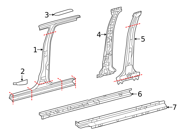 2016-2023 Toyota Tacoma Center Pillar 61411-04071 | Toyota Parts Express